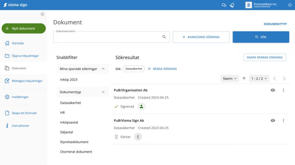 Avtalshantering | Prova gratis | Säker arkivering